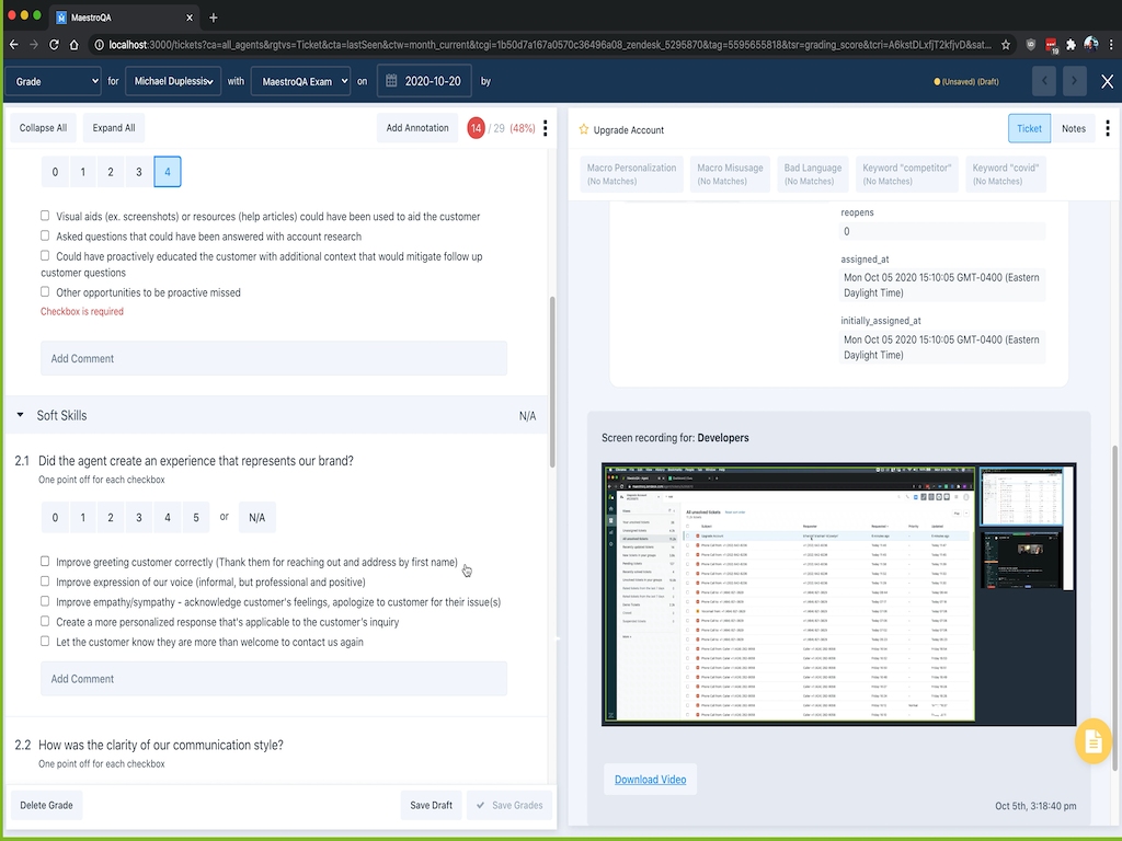 Maestro QA Screen Capture App Integration with Zendesk Support