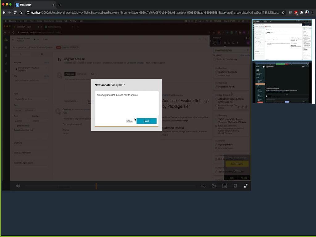 Maestro QA Screen Capture App Integration with Zendesk Support